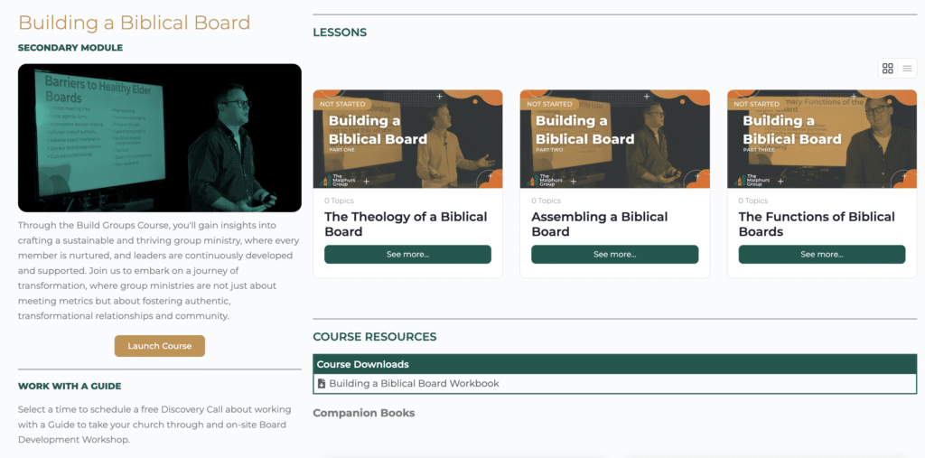 Healthy Church Board - Evaluation and Checklist - The Malphurs Group